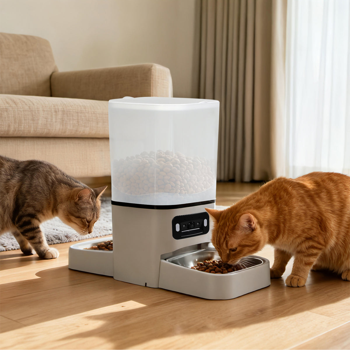6L Automatic Pet Feeder Double Camera Cat Dog Smart Wifi App Food Disp