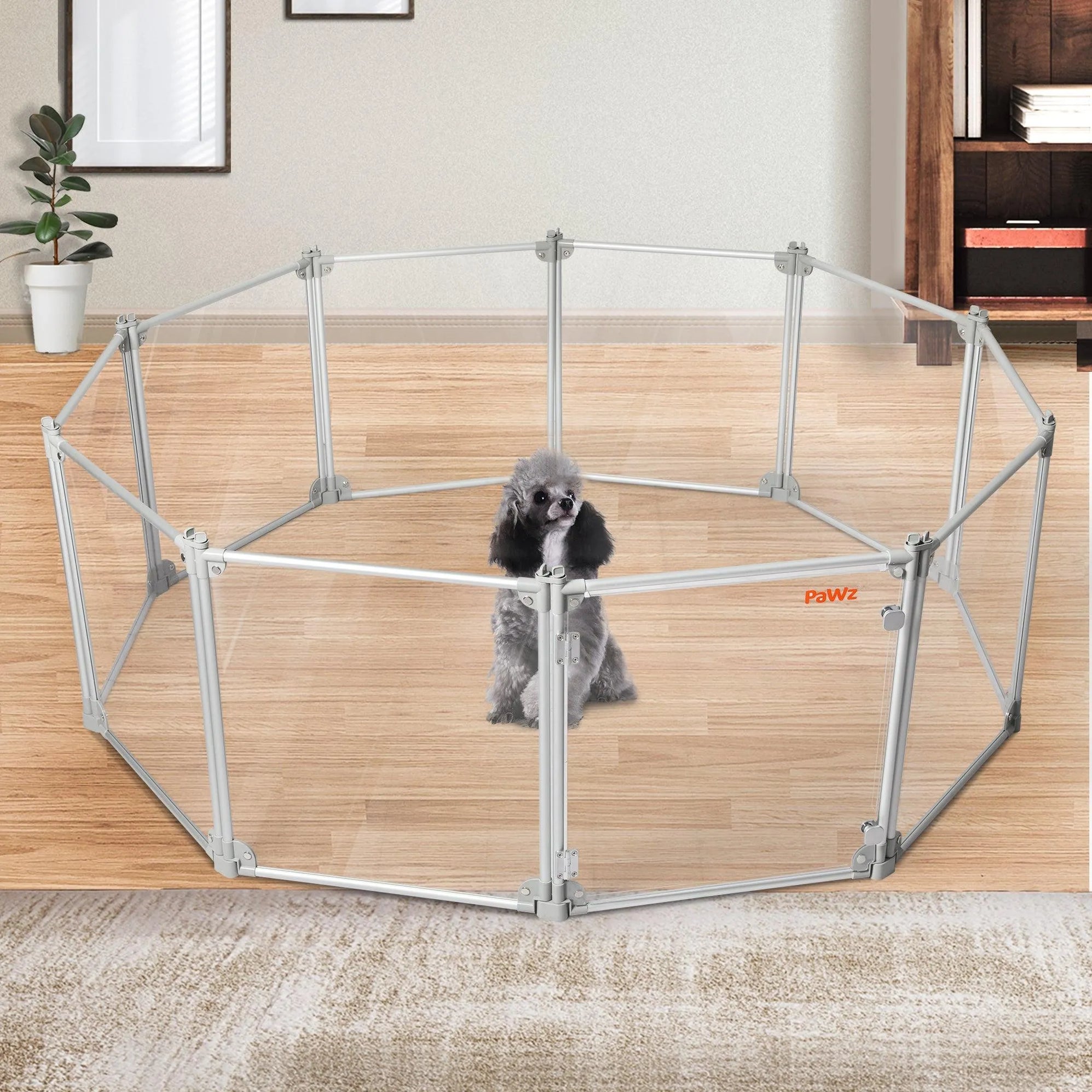 Pawz Pet Playpen Transparent Acrylic Clear Folding Dog Fence Kennel