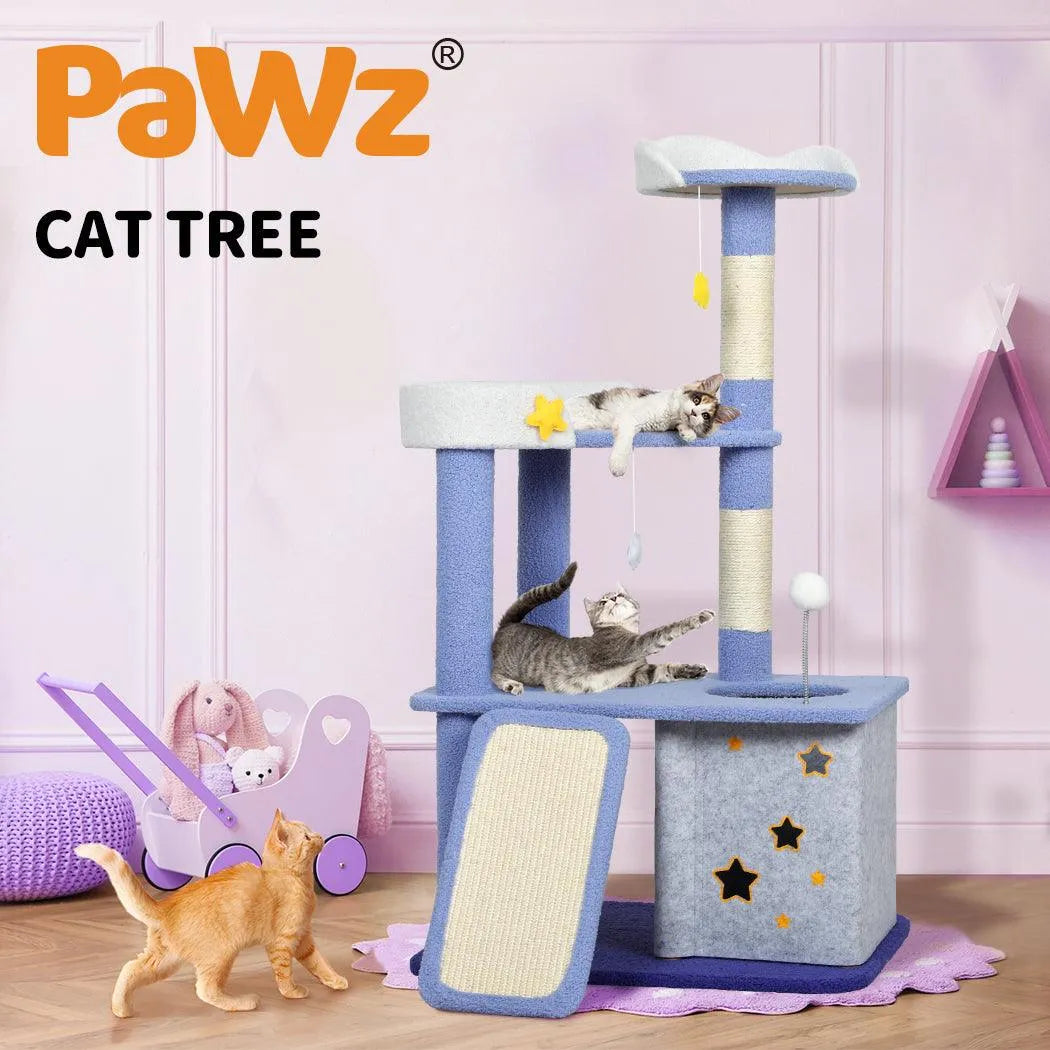 PaWz Cat Tree Post Scratching Multi-Level - Blue