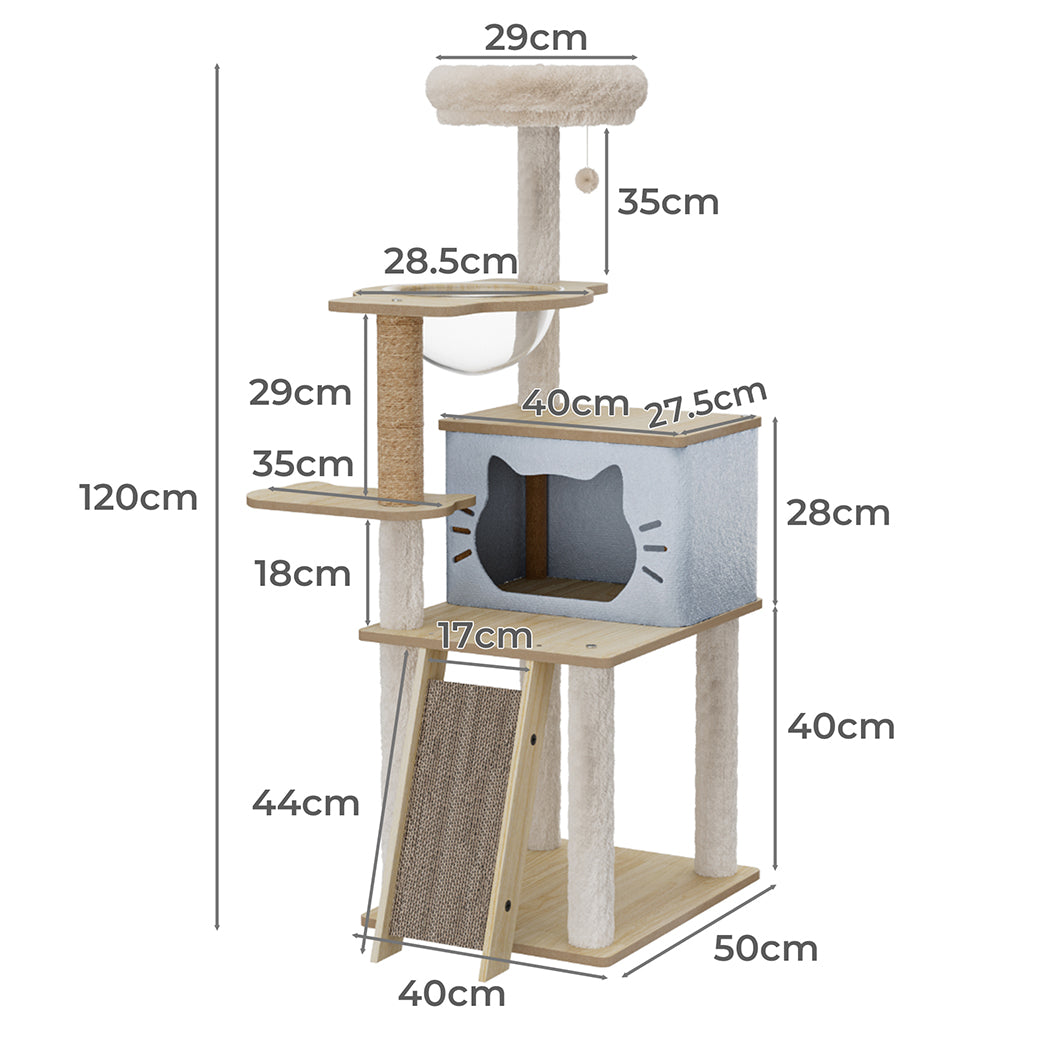 Modern Wooden Cat Tree – Multi-Level Climbing
