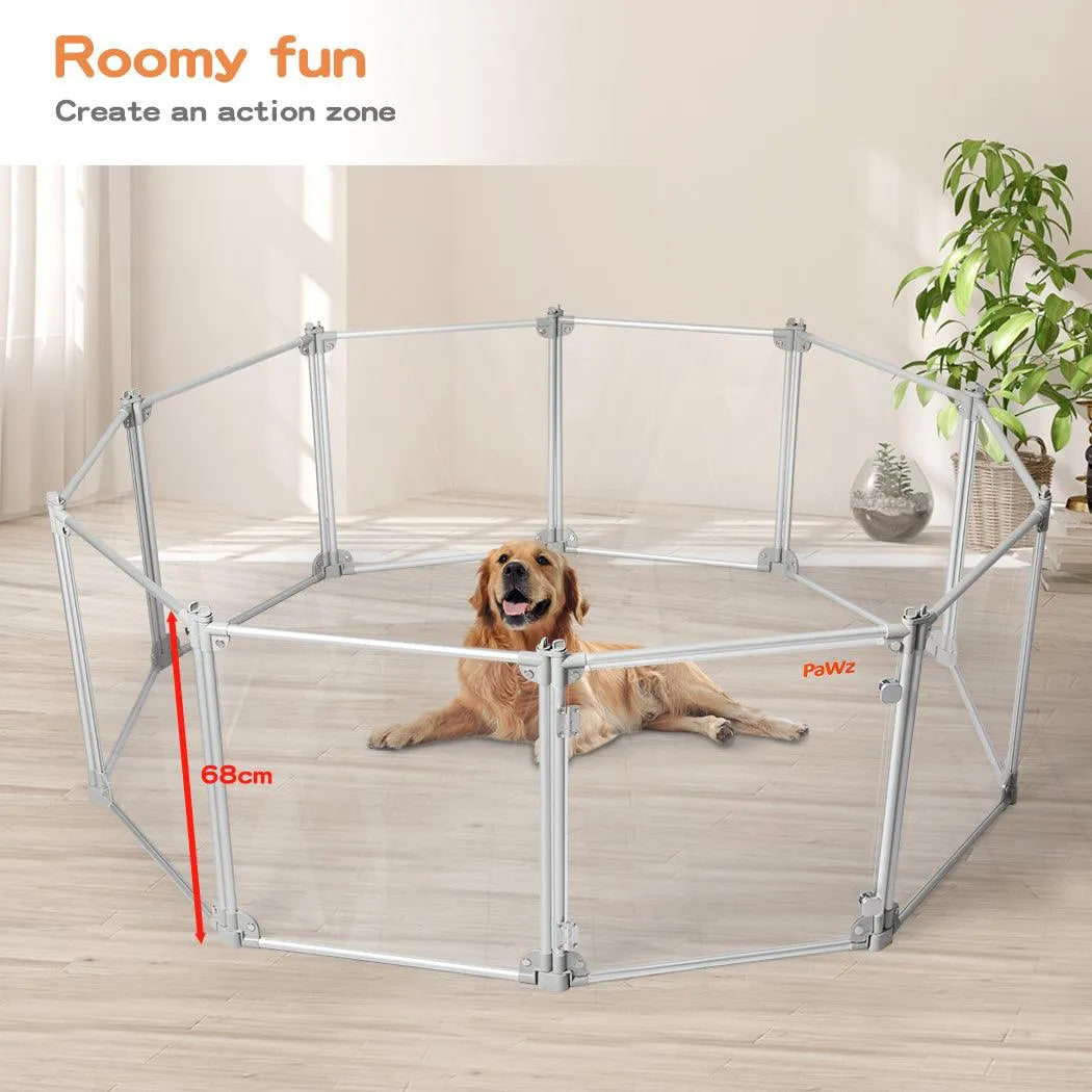 Pawz Pet Playpen Transparent Acrylic Clear Folding Dog Fence Kennel