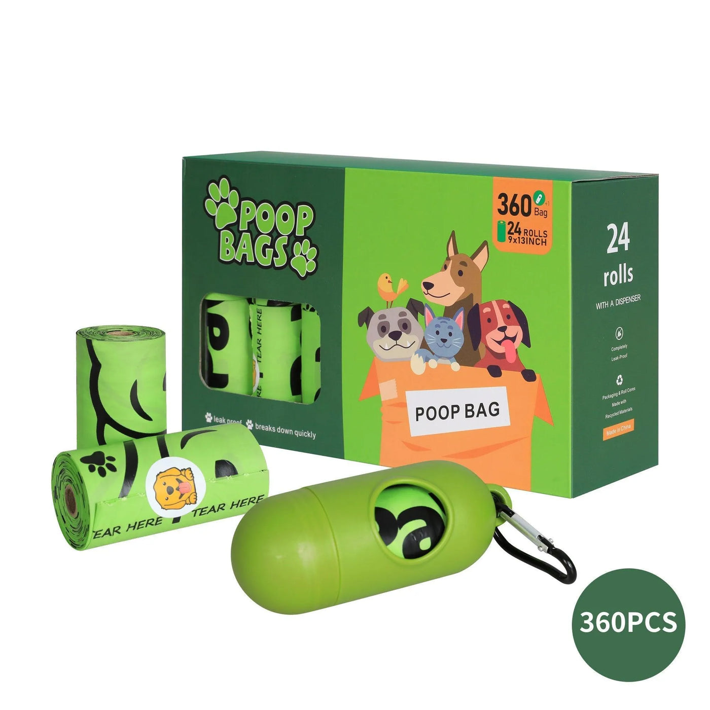 360pcs Biobased Dog Poop Bag With Dispenser