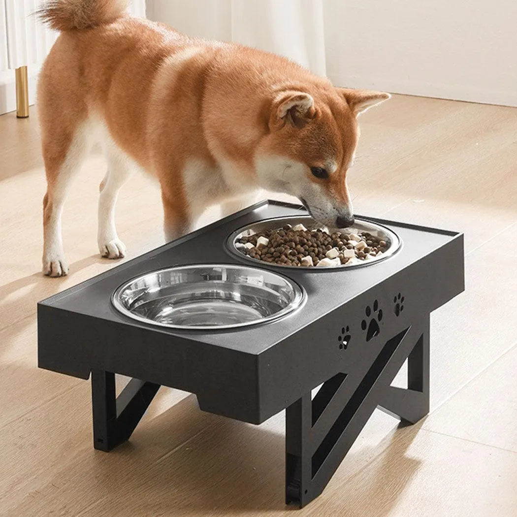 Elevated Dog Bowls | Food Water Double Bowls | Adjustable Height Raised ...